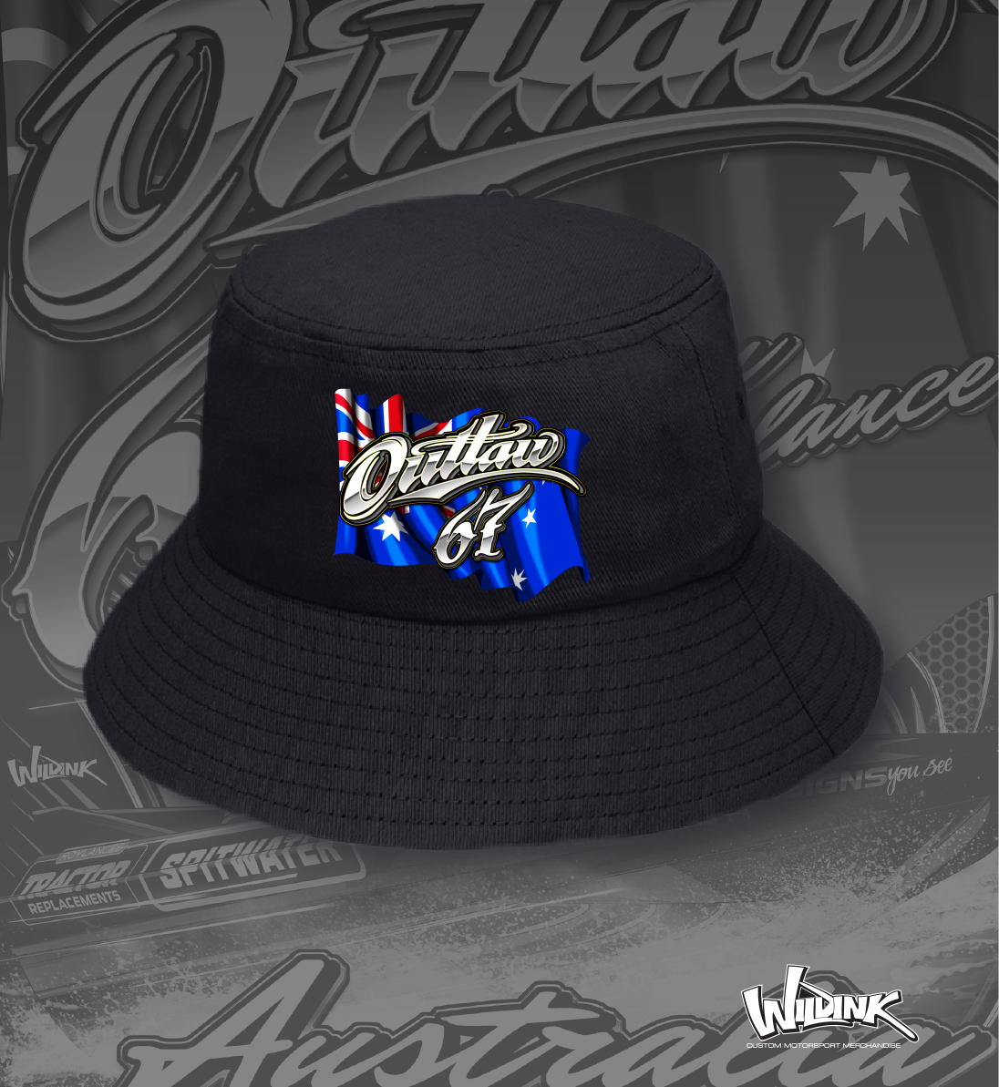 Justin Roylance - Outlaw 67 - Jet Sprint - Bucket Hat – Wild Ink Australia